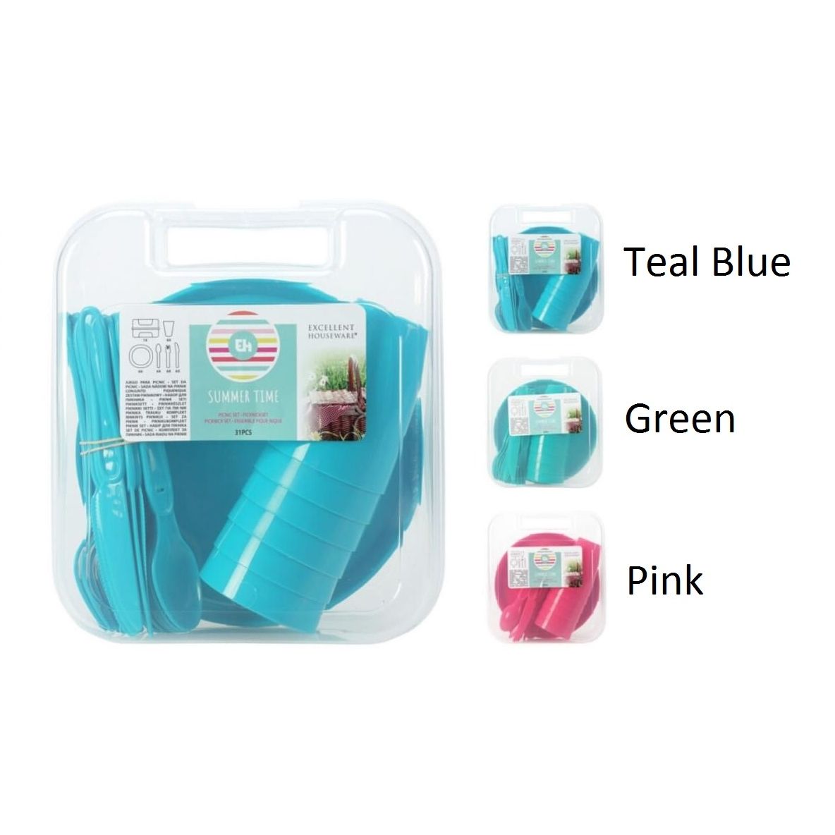 31 Piece Plastic Picnic Set with Carrier Storage Box – STC Stores